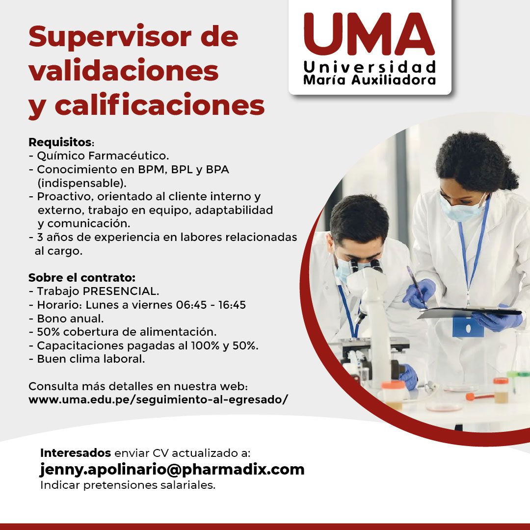 Supervisor de validaciones y calificaciones – Universidad María Auxiliadora